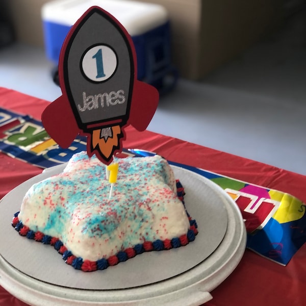 Rocket Cake Topper, Outer Space Cake Topper, Space Birthday, Spaceship ...