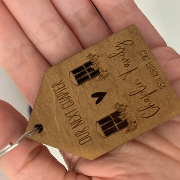 First Home Keyring, First Home, House Keyring, Housewarming Gift, Wooden, New Home, New House ...