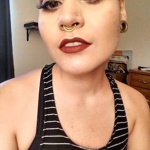 Gold Double Hoop Septum Ring 2 Ring 1 Piercing Yellow Gold - Etsy