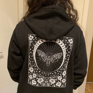 Nouveau Death's Head Moth and Moon Fleece Hoodie - Etsy