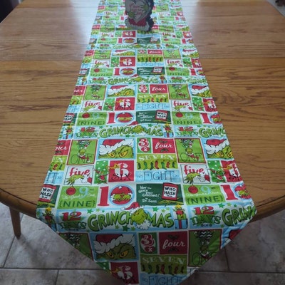 Grinch Christmas Themed Handmade Table Runner, 72x14, Reversible ...