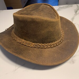 Australian Western Style Tan Bush Hat Leather Cowboy With Leather Band ...
