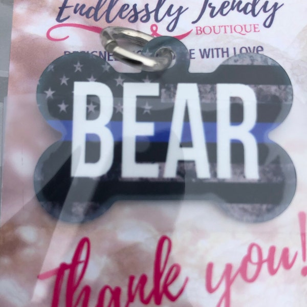 2 Sided TBL - Thin Blue Line Police Dog Tag - Back the Blue - Custom ...