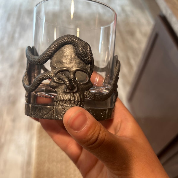 Handcrafted Skull & Snakes Pewter Whisky Glass -gothic Design - Unique ...