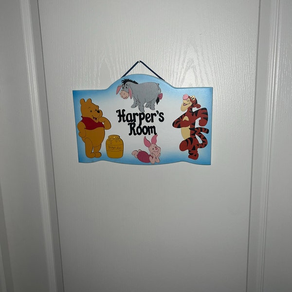 Winnie the Pooh Personalized Hand-painted Wood Kids Room Sign Winnie ...