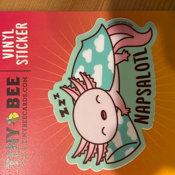 Axolotl Vinyl Sticker "napsalotl" - Love to Nap, Relax Sticker, Axolotl ...