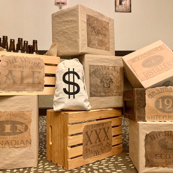 12 Prohibition Bootlegger Crate Label Props JPG Set ~ 8.5X11 Speakeasy ...