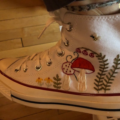 Embroidered Converse/mushroom Converse/embroidered Orange Mushrooms and ...