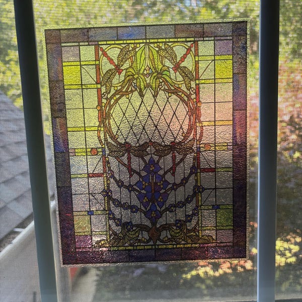 Home Office Window Tint - Custom Stained Glass Film, Flower Pattern ...