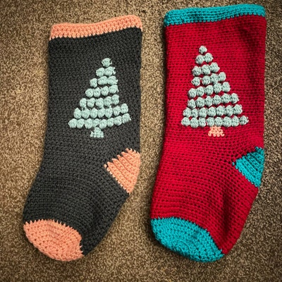 Crochet Stocking Pattern, Christmas Tree Stocking, Christmas Crochet ...