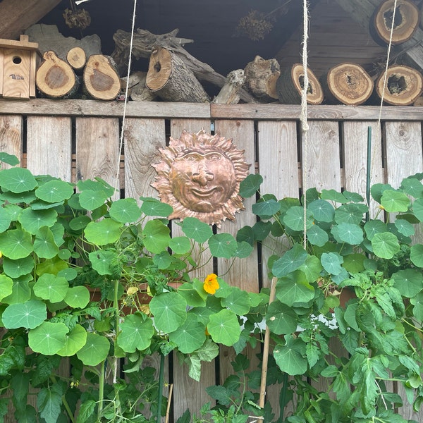 Handmade Copper Panel: Sun With Face, Heraldry, Wall Decor, Copper Art ...