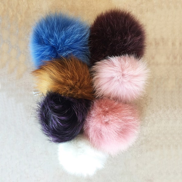 Fox Pom Pom Genuine Soft Orange Beige Fur Pom-pom Xlarge Real Fur ...