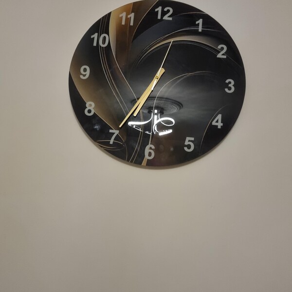 Glass Abstract Wall Clock Wall Art, Modern Marbled Style Tempered Glass ...