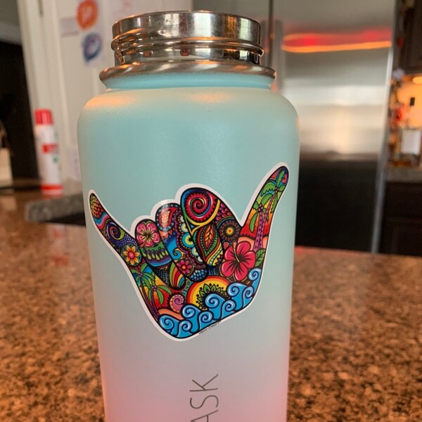 Small Shaka Sign Hang Loose Hand Sticker Hawaii Decal Colorful Yeti ...