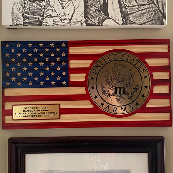 Personalized Wooden US Marine Flag Plaque Gift With Full Color Emblem ...