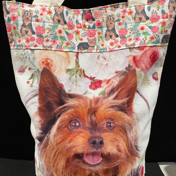 Yorkie Fabric - Yorkie Floral Yorkshire Terrier Flower Dog Breed Beige ...