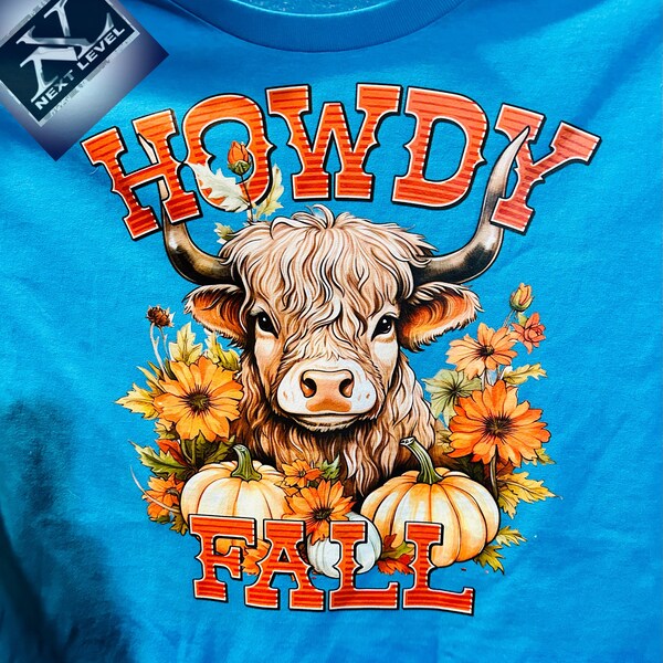 Highland Cow Sublimation Design, Howdy Fall PNG, Western Fall DTF Shirt ...