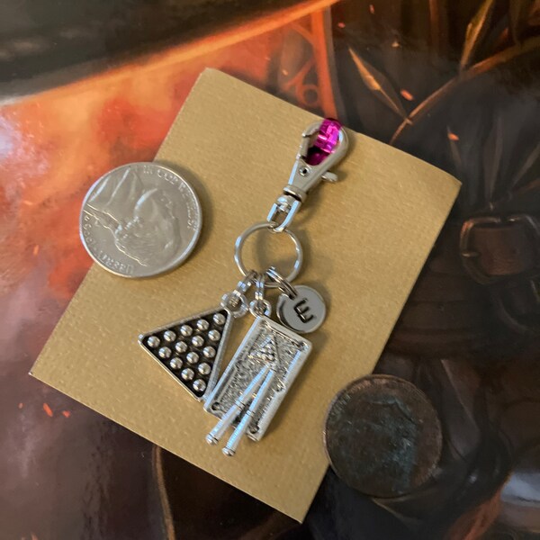 Pool Table and Rack Key Ring/ Keychain / Zipper Pull - Billiards Table ...