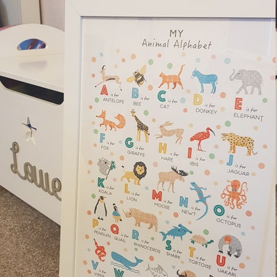 Animal Alphabet Print Gender Neutral Nursery Decor Bright - Etsy