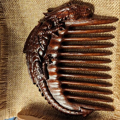 Dragon Wooden Comb, Dragon Design Comb, Wood Beard Comb, Wooden Hair ...