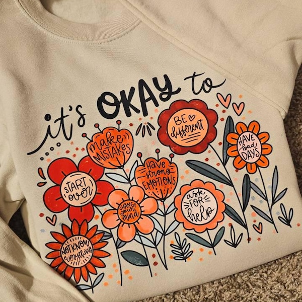 It's Okay to Boho Floral Png, Flowers Png, Motivational Png ...
