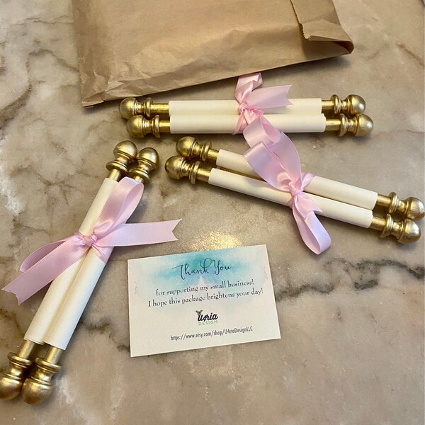 Gold Princess Scroll Birthday Invitation: Pink Ribbon, Elegant Party - Etsy