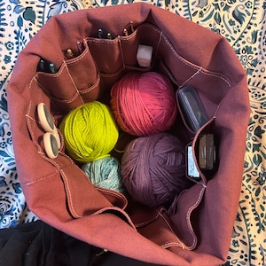 Gift for Knitters Organic Canvas Knitting Bag/organizer With Numerous ...