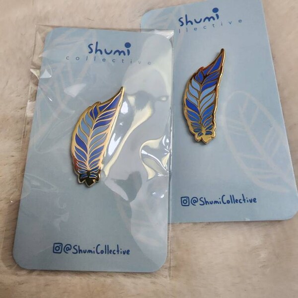 Harvest Moon Blue Feather Enamel Pin - Etsy