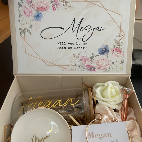 Personalized Name Gift Box With Barcelet, Will You Be My Bridesmaid Box ...