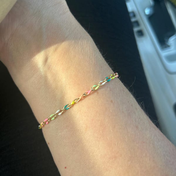 Enamel Chains - Pastel 18k Gold Multi Color - Wholesale Bulk Chain on ...