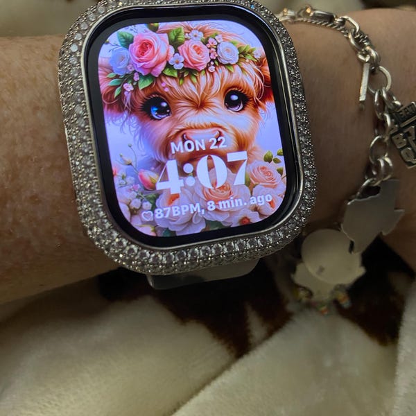 Apple Watch ULTRA Watch Case White Gold Pave Lab Diamond Watch Cover ...