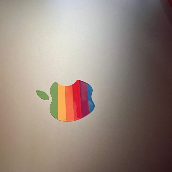 Rainbow Apple MacBook Decal Retro Apple Logo MacBook Sticker GLOWING ...