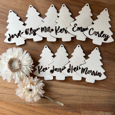 Personalised Wooden Christmas Tree Gift Name Tag Laser Cut Out Name - Etsy