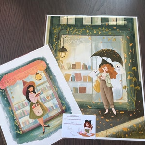 Rainy Day in the Library Illustration Art Print - Etsy