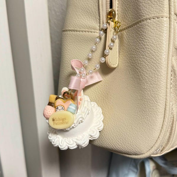 Light Pink Sweets Cookie Macaron Clay Keychain Kawaii Accessory for Bag ...