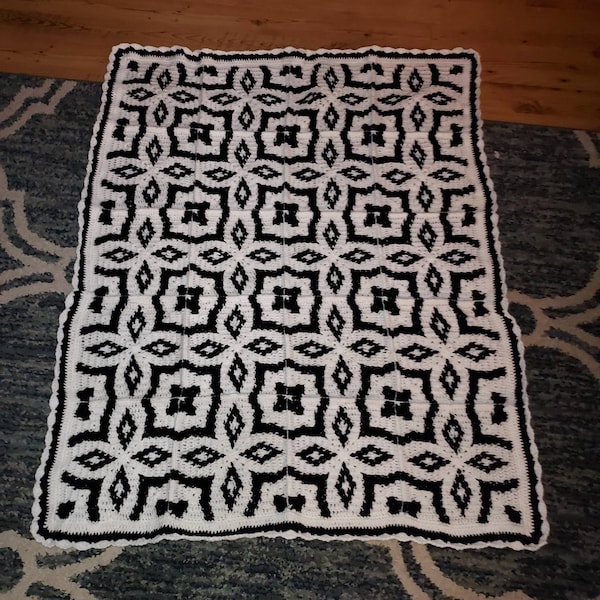 Midnight Diamond Blanket Crochet Pattern: Tapestry Tile Afghan (PDF ...