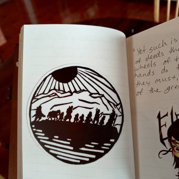 Fellowship Sticker Lotr Fanart Design Waterproof Art Sticker Linocut ...
