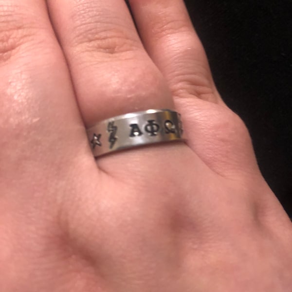 Custom Hand Stamped Aluminum Fraternity or Sorority Skinny Ring- Add ...