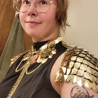 Silver Scalemail Chainmail Harness Shoulder Pauldrons Shroud + Necklace ...