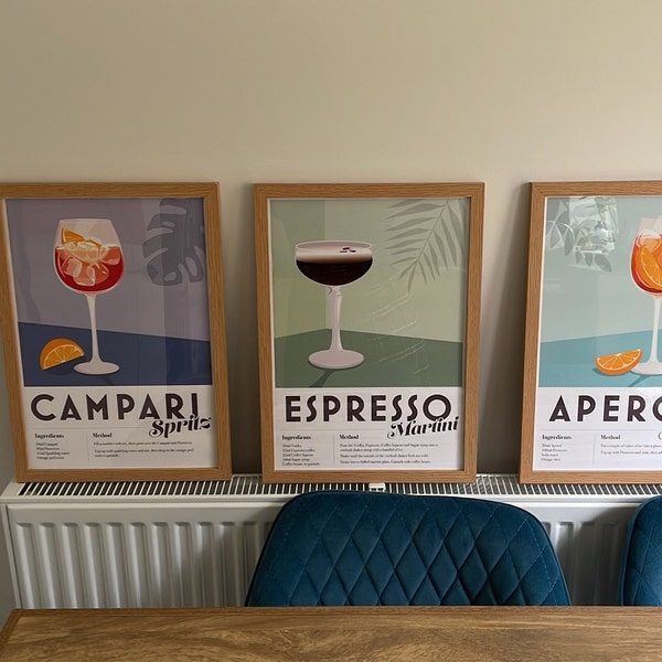 HUGO SPRITZ Cocktail Print Home Bar Kitchen Prosecco Elderflower Mint ...