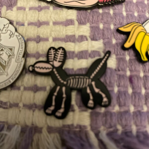 Balloon Animal Skeleton Enamel Pin // Occult/ Halloween/bones Lapel Pin ...