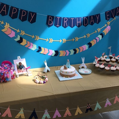 Set of 4 Tribal Party Banners in Custom Colors Tribal - Etsy