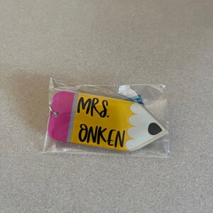 Custom Teacher Pencil Keychain - Etsy