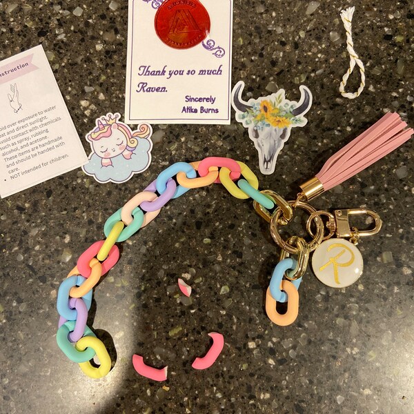 Personalized Chunky Chain Link Wristlet Keychain, Personalized Gift ...