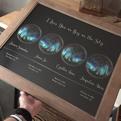 Gift for DAD, Custom 2 3 4 Location STAR MAP, Personalized Gift for Dad ...