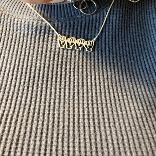 ASL Necklace Name Necklace, Personalized Name Necklace in Sign Language ...