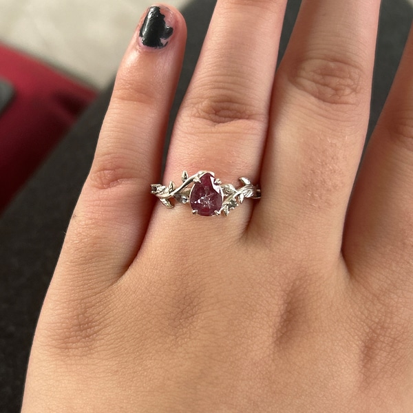 1.6ct Twig Vine Branch Nature Inspired Teardrop Alexandrite Engagement ...