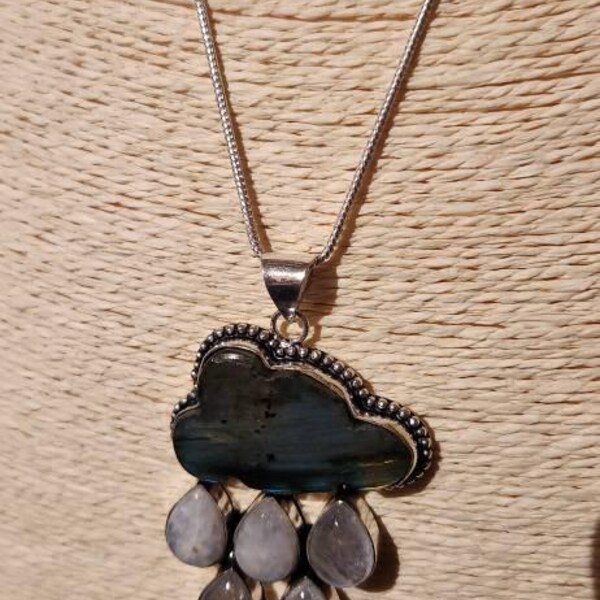Rainbow Solar Slice Moon & Star Shape Gemstone Pendant, Vintage Style ...