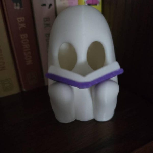 3D Printed Reading Ghost | Spooky Book Nook Decor With Tealight - Etsy