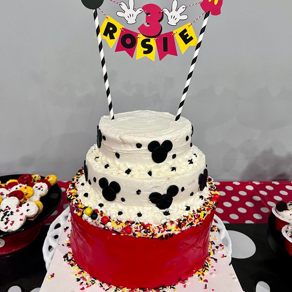 Mickey Mouse Birthday Age Cake Bunting Topper - Oh Two-dles Smash Cake ...